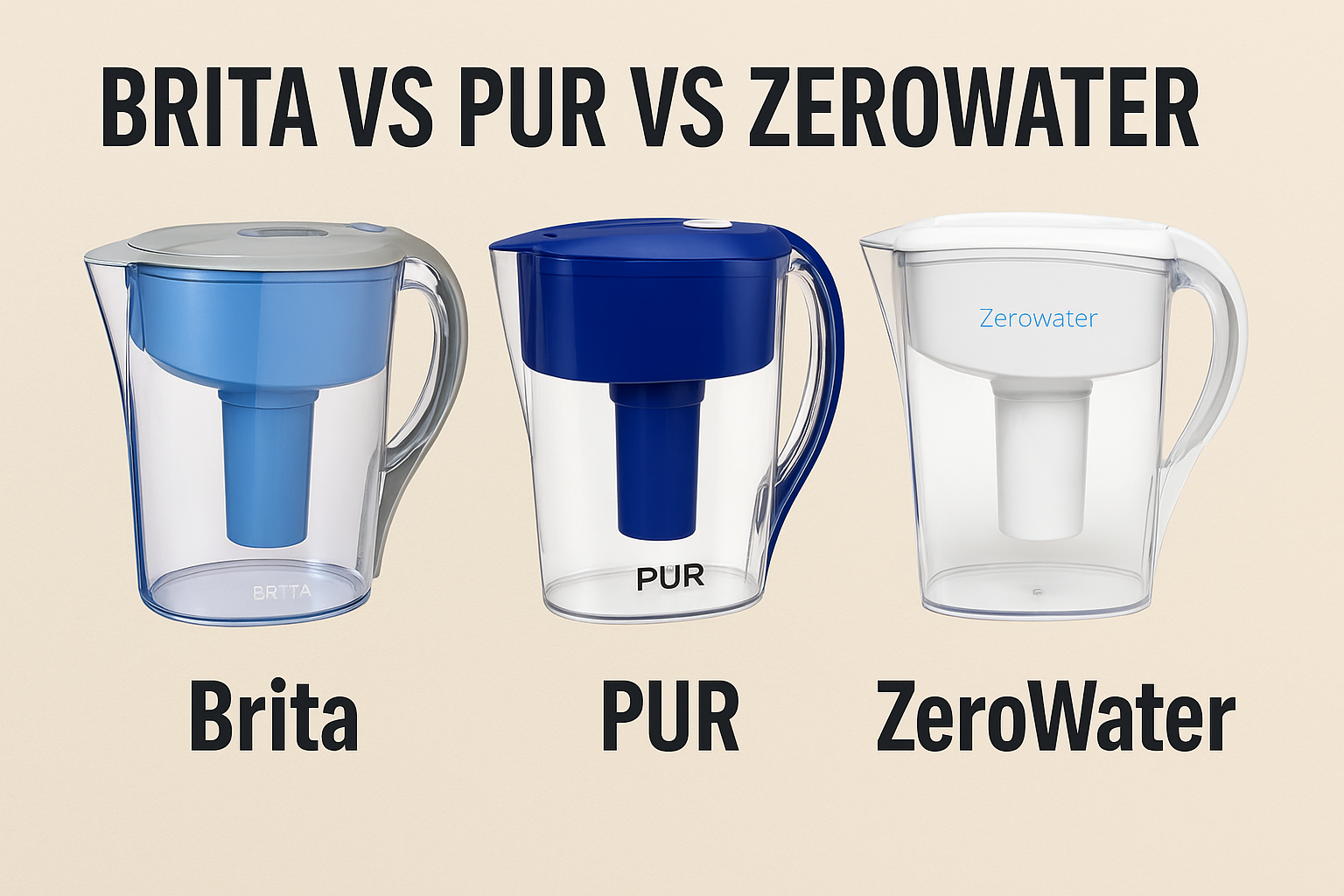 Brita vs PUR vs ZeroWater: Which Pitcher Filters Best? - Hydrobrewlab